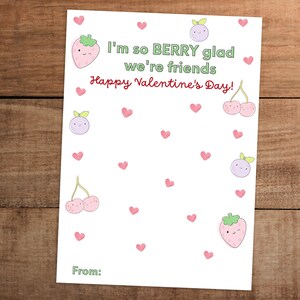 Valentines Day Fruit Snack Card Printable I'm so Berry Glad We're ...