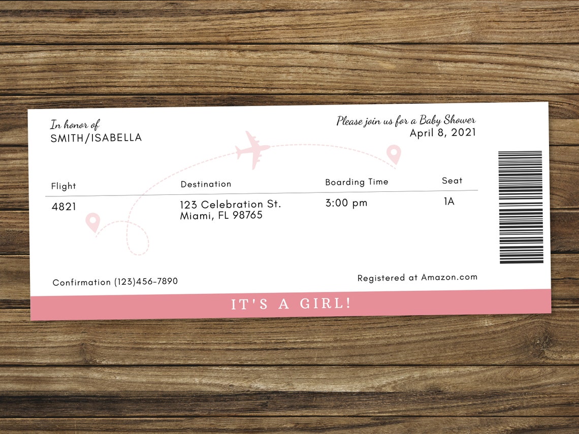Boarding Pass Baby Shower Invitation Printable for Baby Girl - Etsy