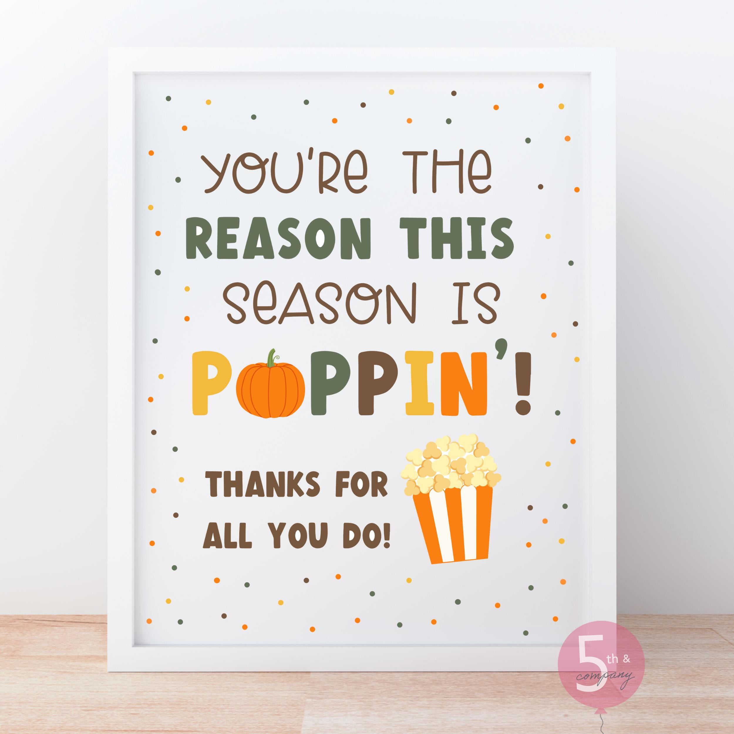 Fall Teacher Appreciation Poster Popcorn Treat Sign Autumn Staff Nurse ...