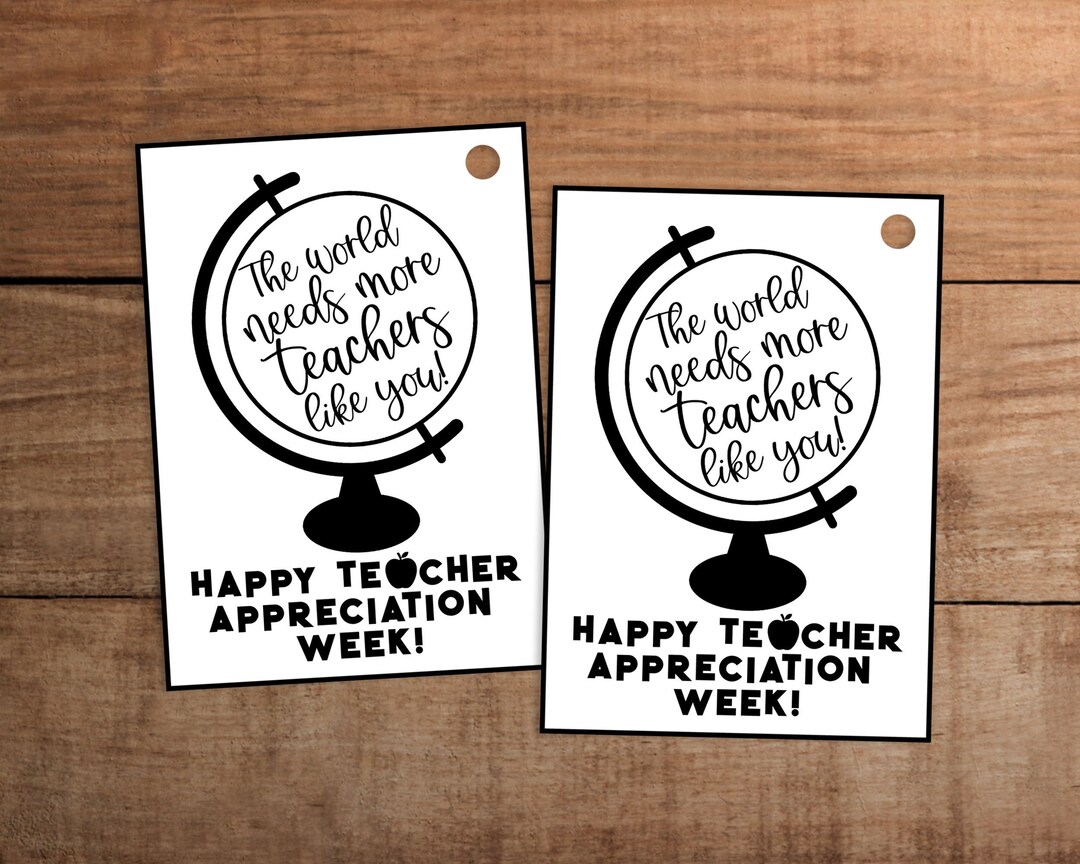 Teacher Appreciation Gift Tag Printable: Black & White Thank You Label ...