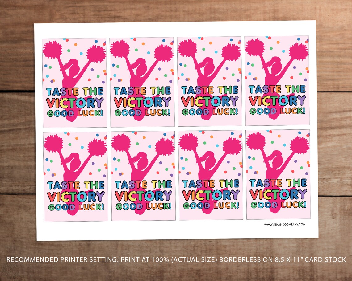 Cheer Team Good Luck Gift Tag, Taste the Victory, Rainbow Candy ...