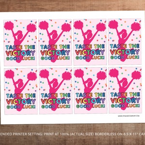 Cheer Team Good Luck Gift Tag Printable Taste the Victory Cheerleading ...