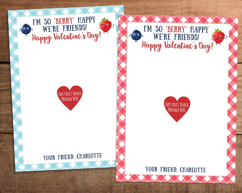 Valentines Day Fruit Snack Card Printable I'm so Berry - Etsy