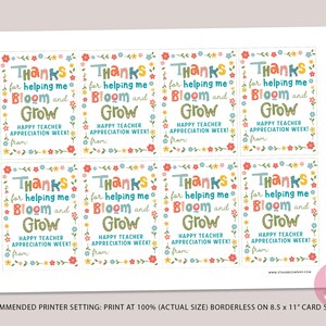 Thank You for Helping Me Bloom and Grow Teacher Appreciation Week Gift ...