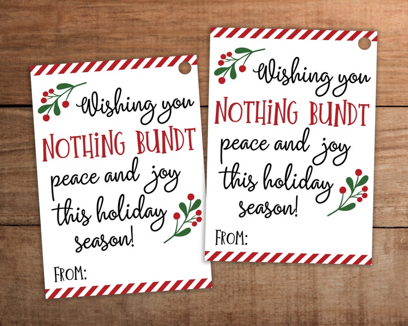 Christmas Bundt Cake Gift Tag Printable for Friend Coworker - Etsy