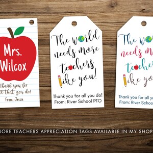 Printable Thank You Gift Tag for Teacher Appreciation Editable | Etsy