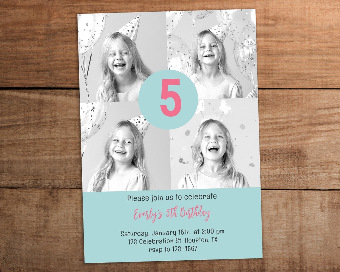 Editable Birthday Invitation Printable With Photo Collage - Etsy