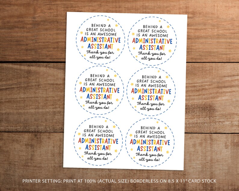 School Administrative Assistant Appreciation Gift Tag Secretary Thank ...