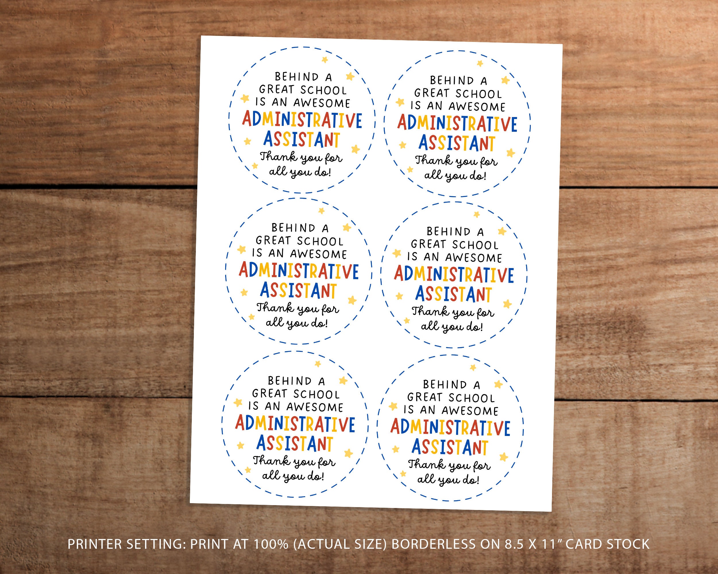 School Administrative Assistant Appreciation Gift Tag Secretary Thank ...