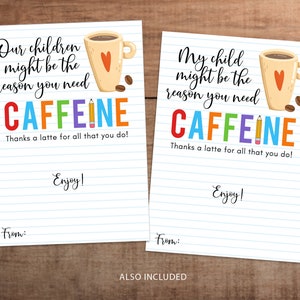 Teacher Appreciation Coffee Caffeine Gift Card Holder Printable, My ...