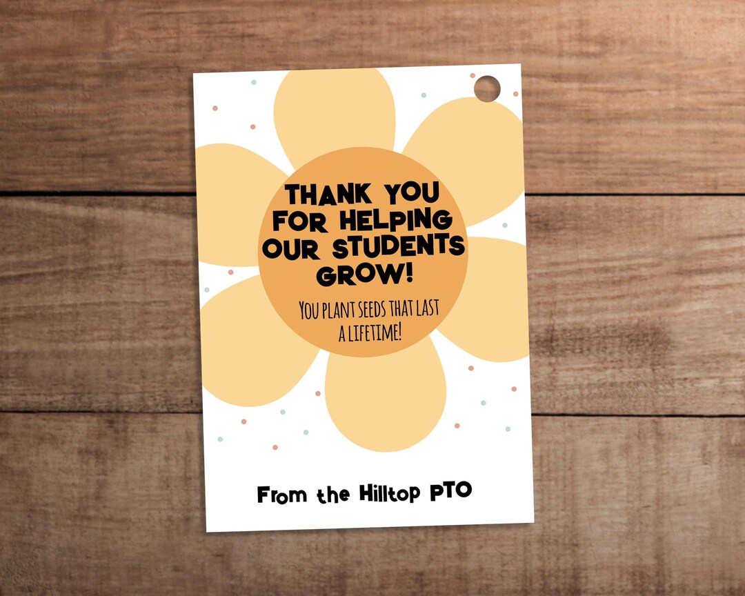 Teacher Appreciation Gift Tag Printable Editable Thank You for Helping ...