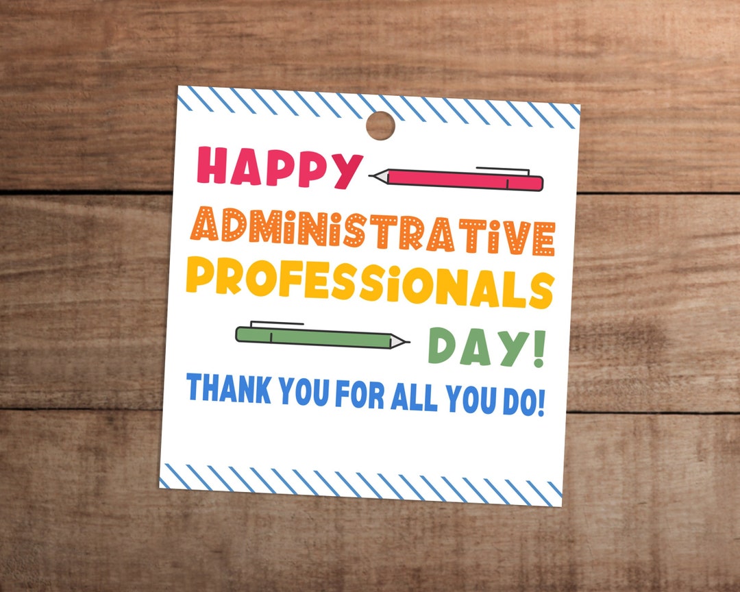 Happy Administrative Professionals Day Appreciation Thank You Gift Tag ...