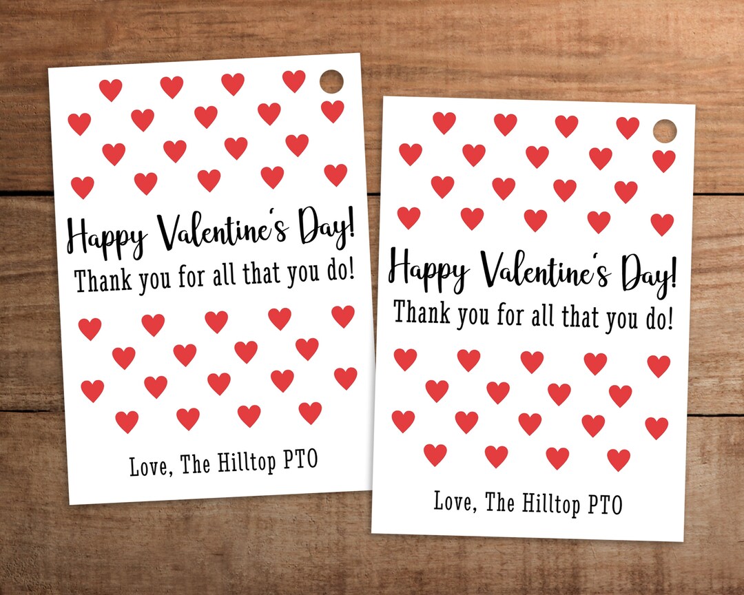 Editable Valentine's Day Hearts Thank You Gift Tag Printable for ...