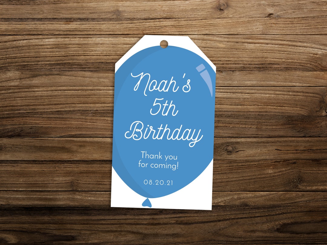 Balloon Theme Birthday Party Thank You Favor Tag, Self-edit Printable ...
