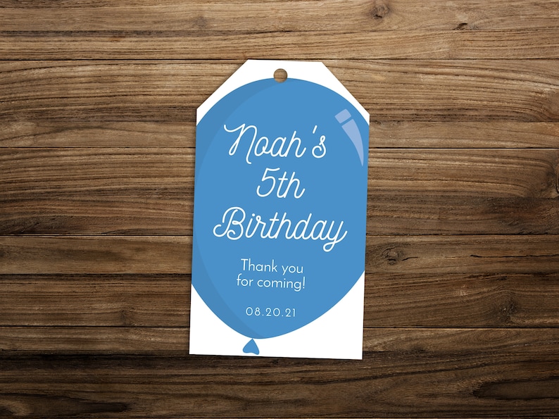 Balloon Birthday Party Favor Tag, Editable Template, Digital Download ...