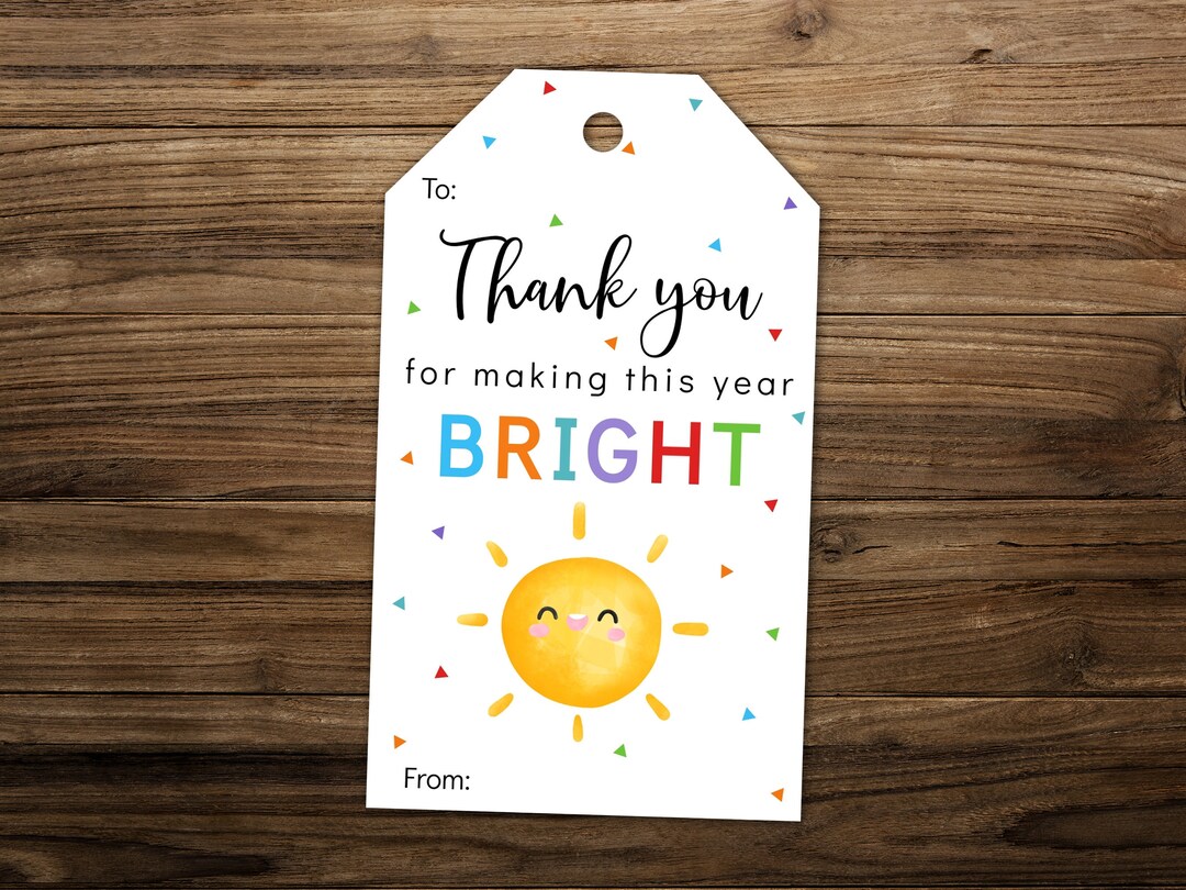 Teacher Appreciation End of School Year Thank You Gift Tag Printable ...