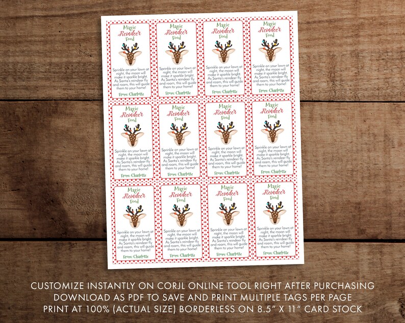 Editable Magic Reindeer Food Christmas Gift Tag Printable - Etsy