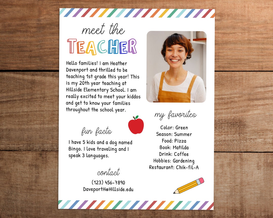 Editable Meet the Teacher Newsletter Printable Template Back to School ...