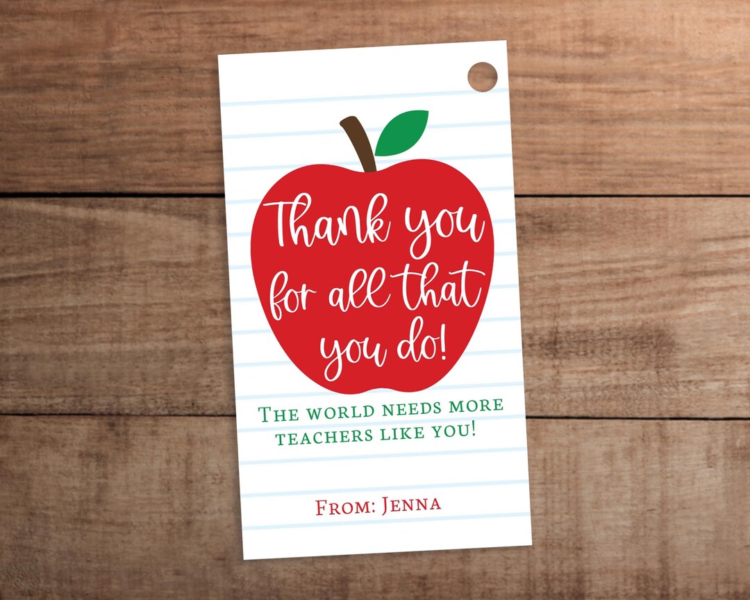 Editable Teacher Gift Tag Printable | Teaches Appreciation Gift Tag ...