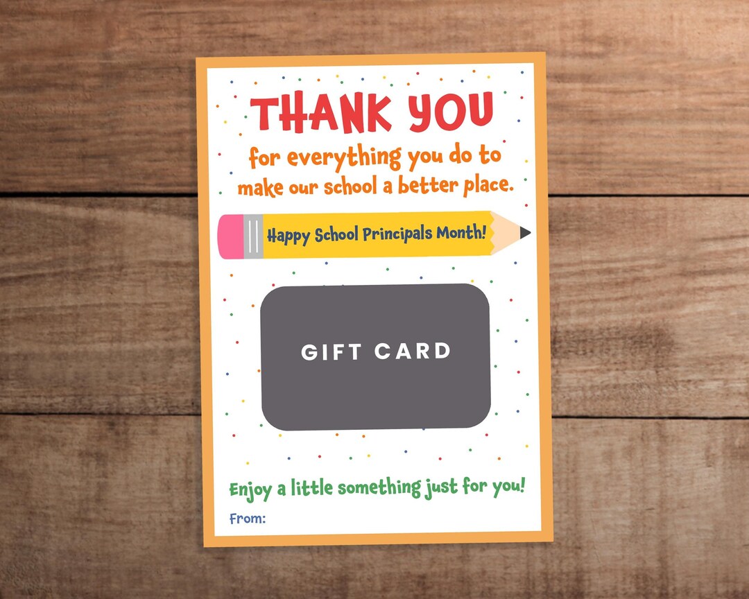 School Principal Appreciation Month Gift Card Holder Printable - Etsy