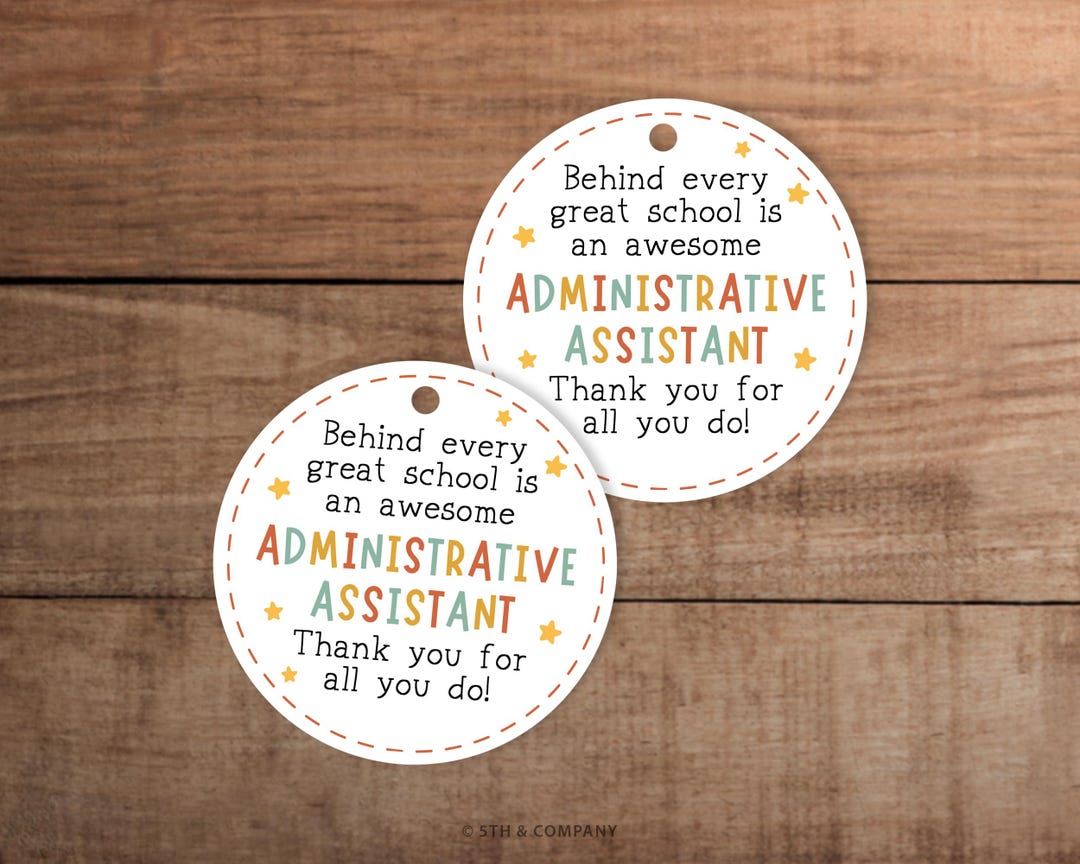 School Administrative Assistant Appreciation Gift Tag Printable Office ...