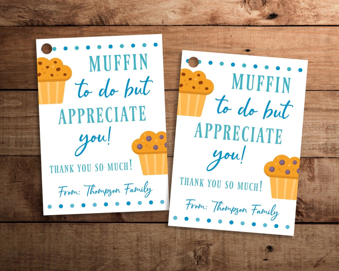 Muffin Gift Tag Printable for Teacher Nurse Staff Employee - Etsy