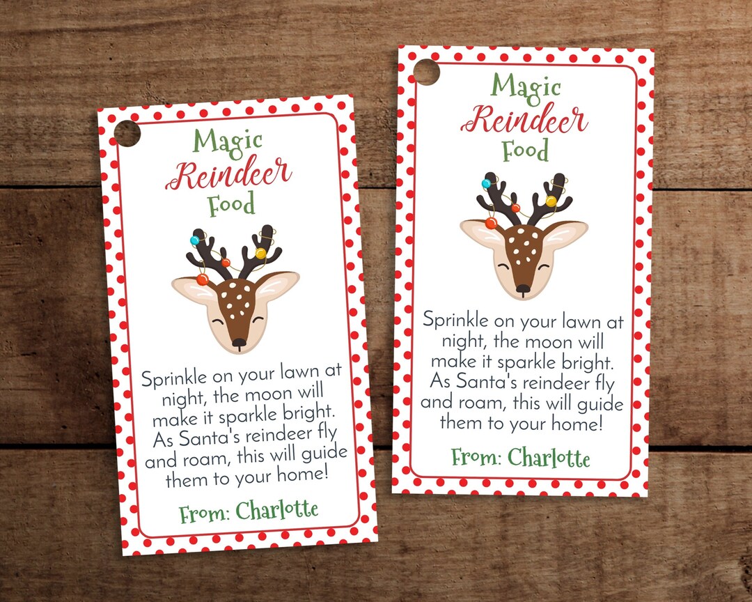 Editable Magic Reindeer Food Christmas Snack Treat Gift Tag Printable ...