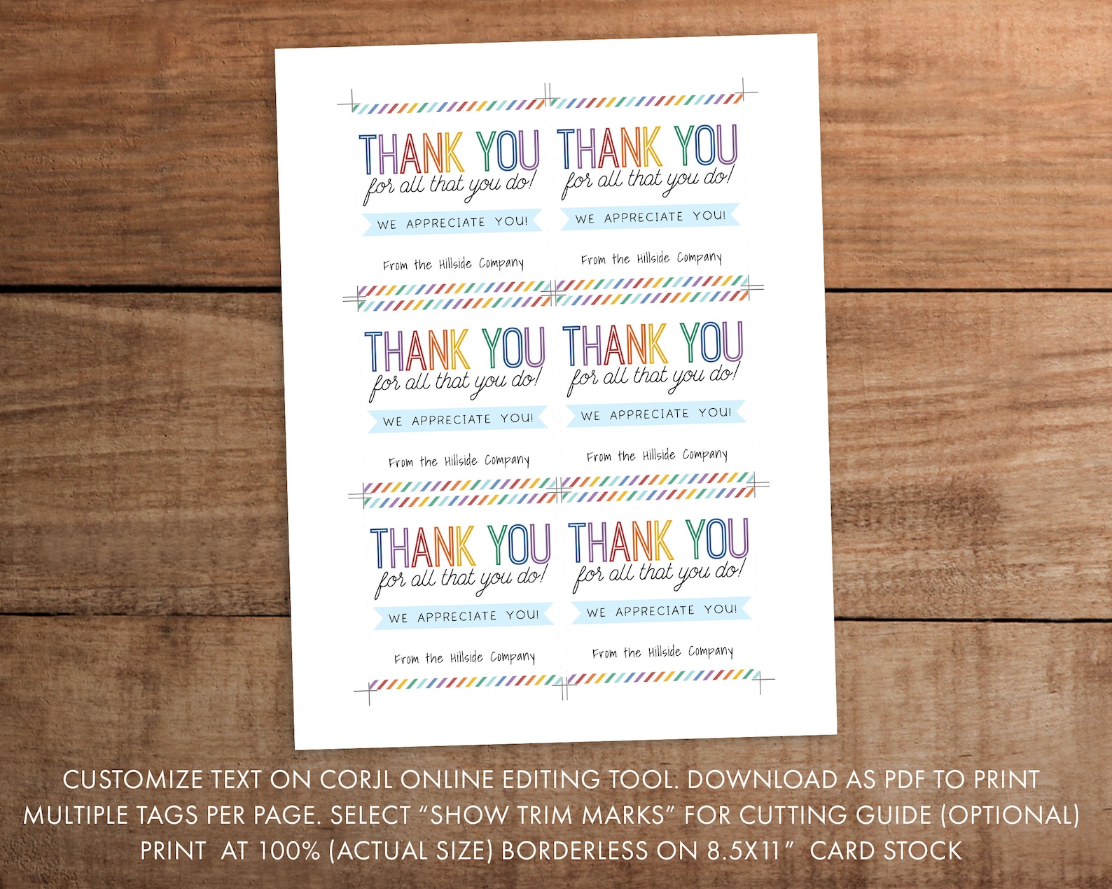 Thank You Gift Tag Printable for Staff Team Employee Volunteer - Etsy