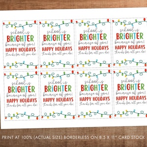 Candle Gift Tag School is Brighter Because of You Christmas Gift Tag ...