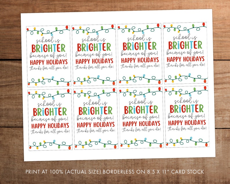 Candle Gift Tag School is Brighter Because of You Christmas - Etsy