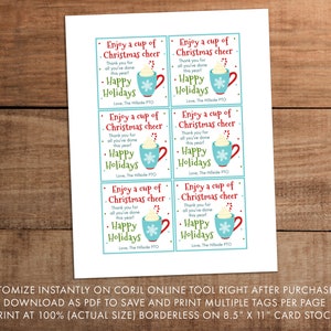 Christmas Gift Tag Printable for Teacher Nurse Staff Employee Co Worker ...