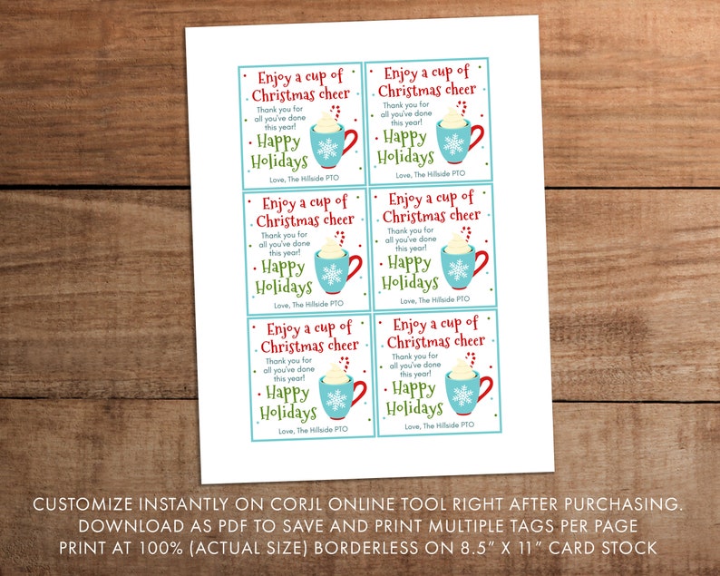 Christmas Gift Tag Printable for Teacher Nurse Staff Employee Coworker ...