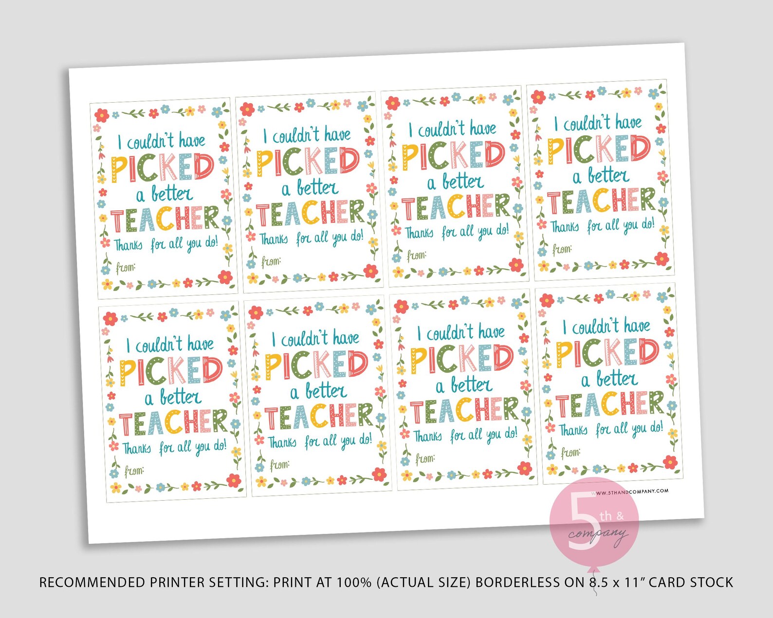 Couldn't Have Picked a Better Teacher Appreciation Gift Tag Flower ...