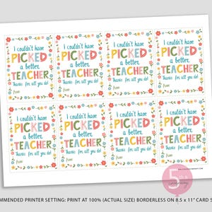 Couldn't Have Picked a Better Teacher Appreciation Gift Tag Flower ...