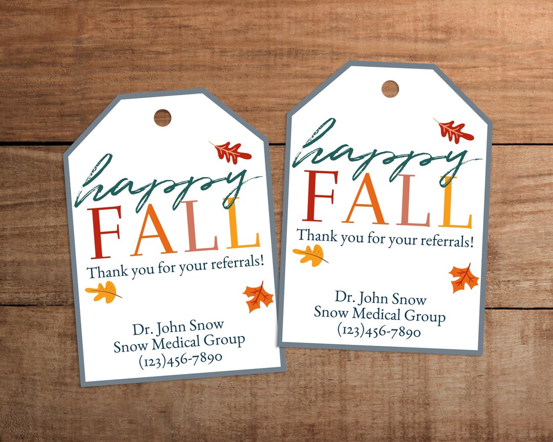Fall Editable Thank You for Your Referral Appreciation Gift - Etsy