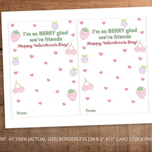 Valentines Day Fruit Snack Card Printable I'm so Berry Glad We're ...