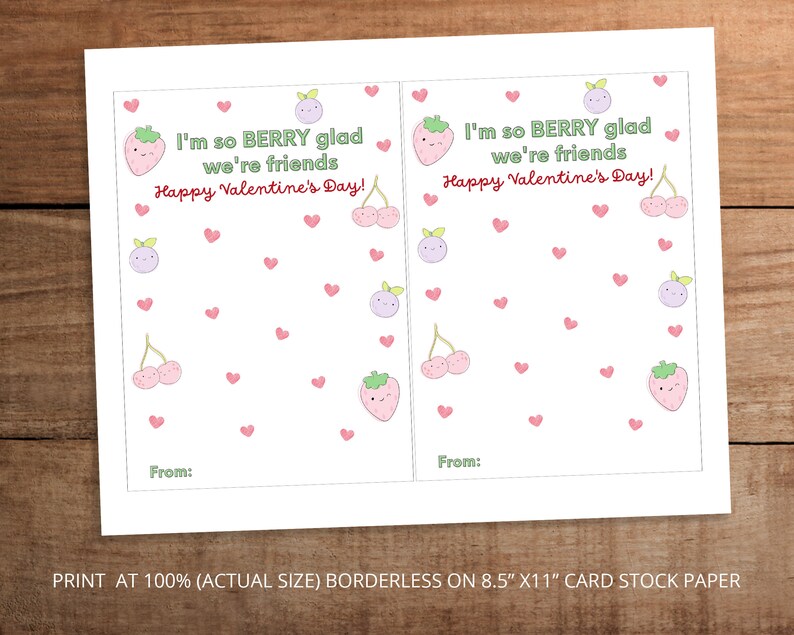 Valentines Day Fruit Snack Card Printable I'm so Berry - Etsy