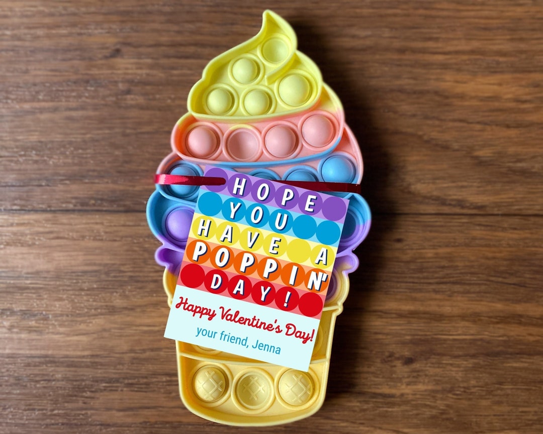 Kids Valentines Day Pop It Fidget Party Favor Gift Tag Printable ...