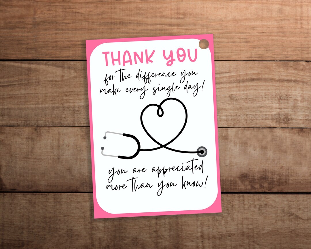 Nurse Thank You Gift Tag Printable Oncology Nurse Breast Cancer Pink - Etsy