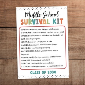 Editable Middle School Student Survival Kit Printable Boho Colors - Etsy