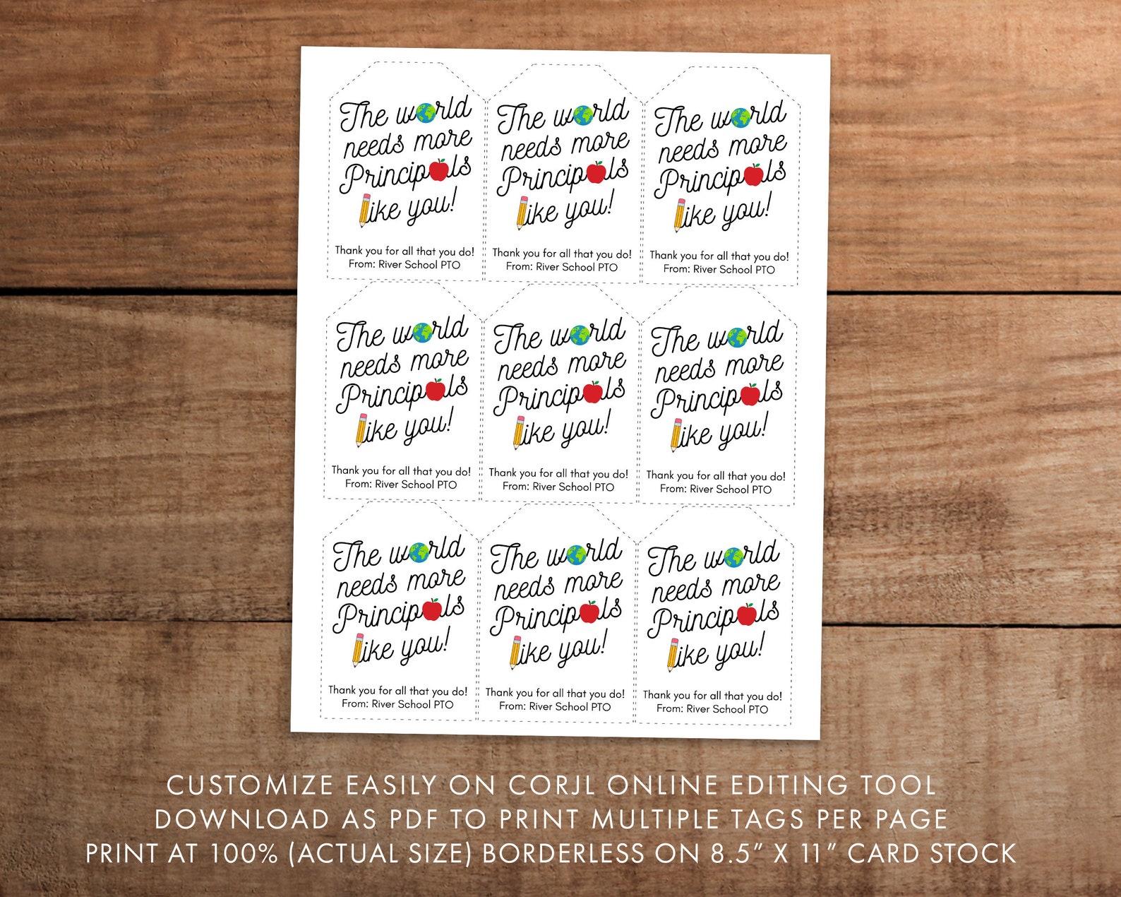 Editable School Principal Appreciation Gift Tag Printable - Etsy
