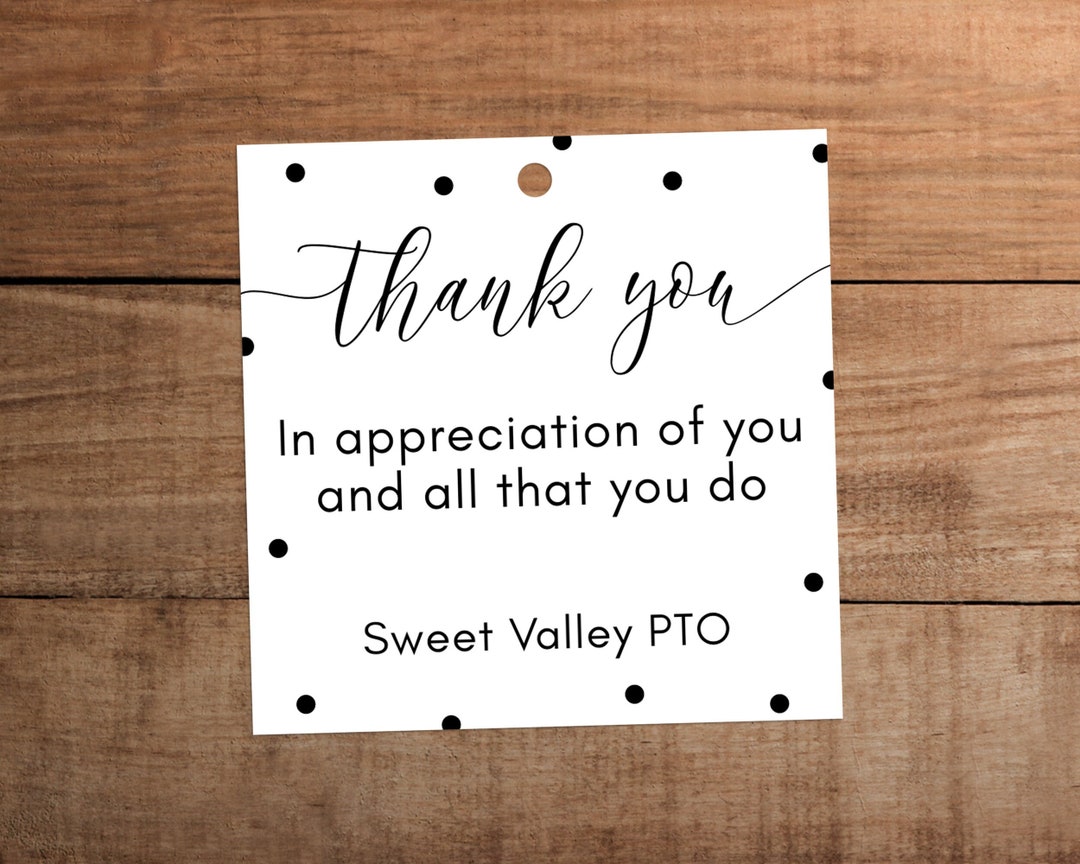 Editable Appreciation Gift Tag: Thank You Printable (digital Download ...
