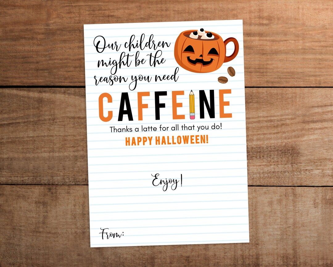 Halloween Coffee Pun Teacher Appreciation Gift Tag Holder, Digital ...