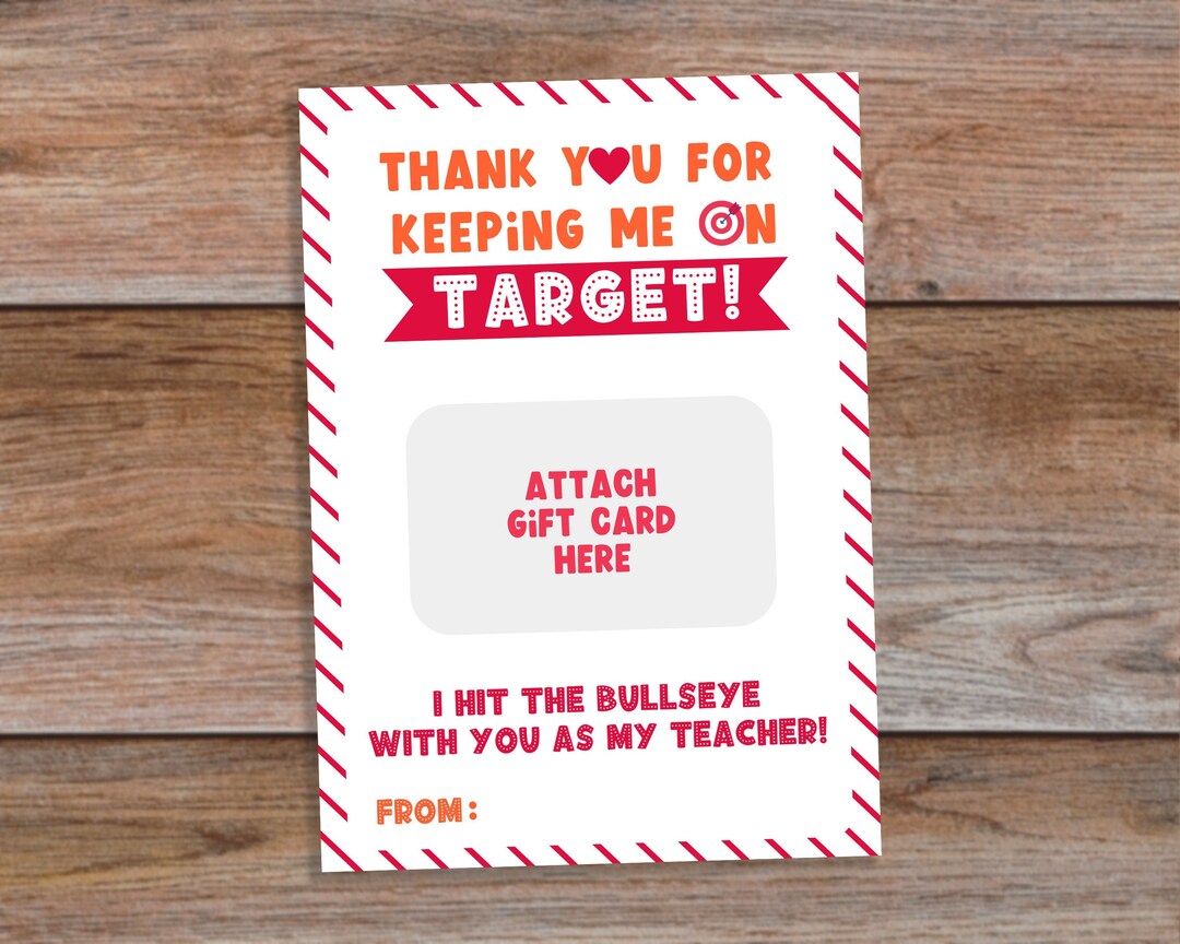 Teacher Appreciation Target Gift Card Holder Printable Thank You for ...