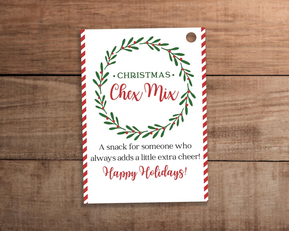 Christmas Chex Mix Gift Tags Printable Holiday Snack PDF Teacher ...