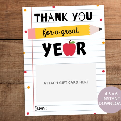 Teacher Thank You Cards Printable Teacher Card Teacher - Etsy