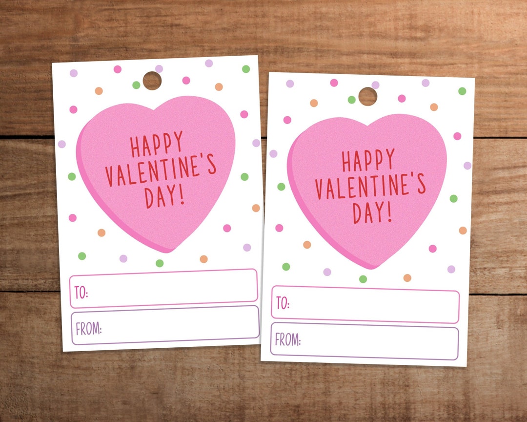Valentine Conversation Heart Gift Tag Printable for Kids Teachers ...