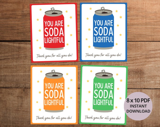Printable Soda Drink Appreciation Sign Thank You Sign for Teachers ...