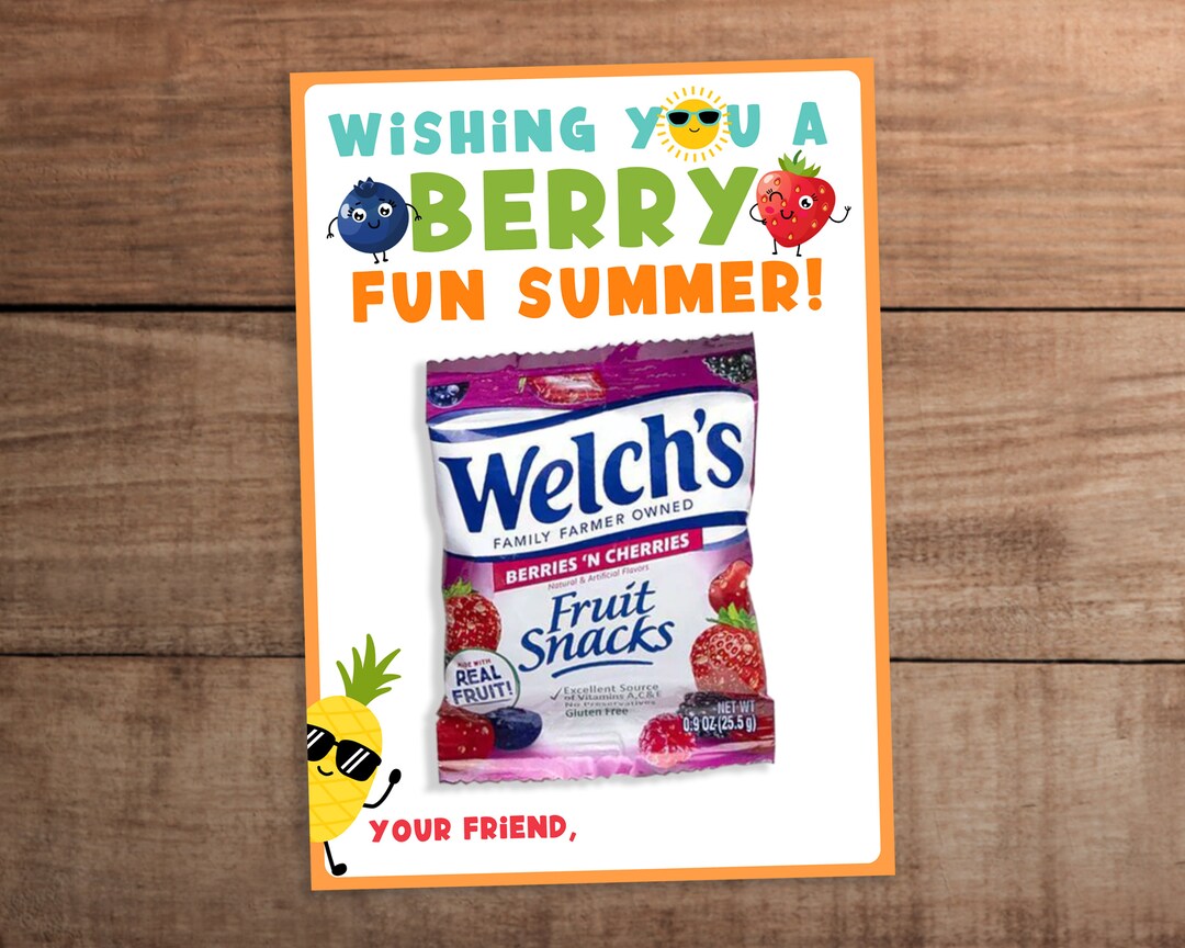 Summer Break End of School Year Fruit Snack Card Printable for Friends ...