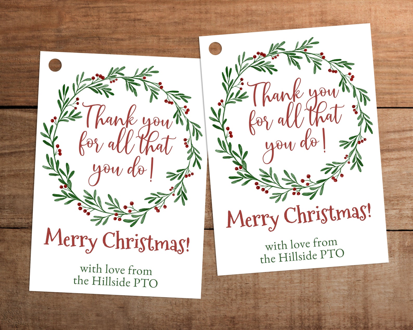 Editable Christmas Thank You Gift Tag: Teacher, Nurse, Staff, Coworker ...